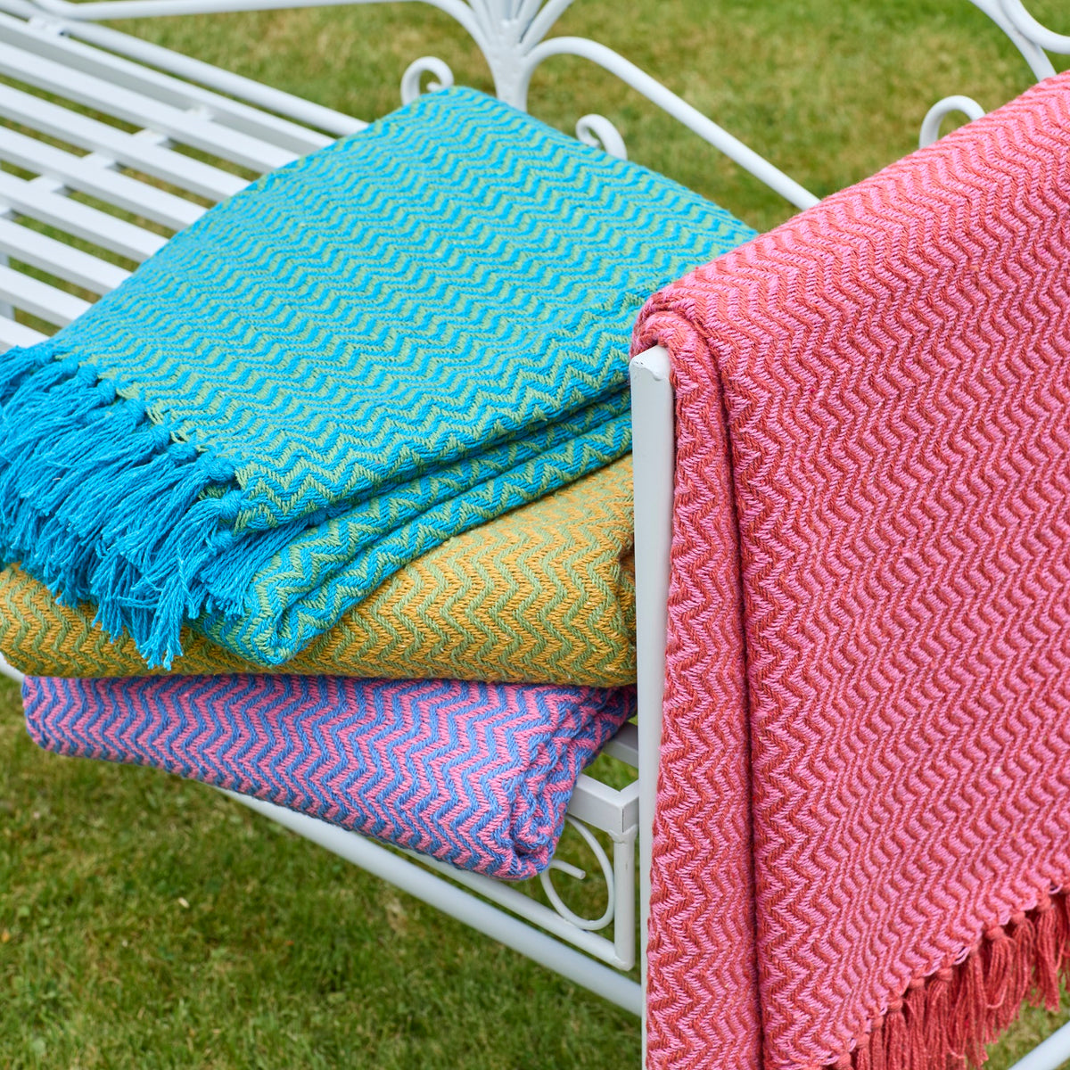 Festival Recycled Cotton Throw, Pink-orange – Loving Home